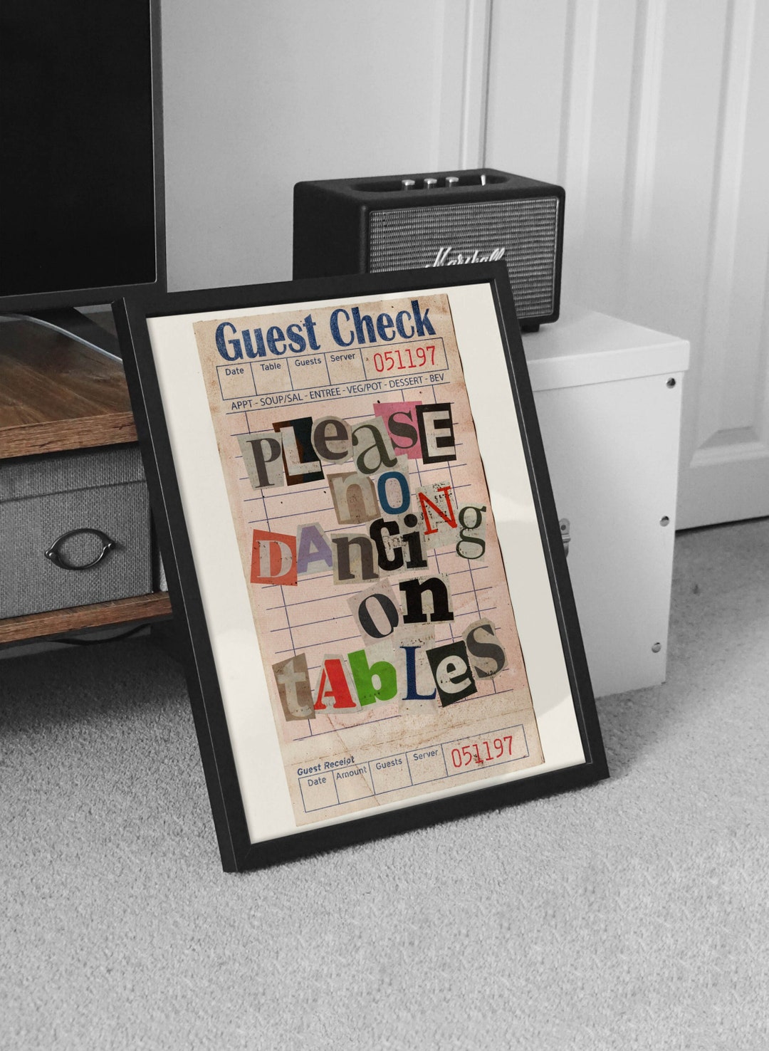 Retro Aesthetic Guest Check Wall Art Funky Home Decor, Funny Walll Art ...