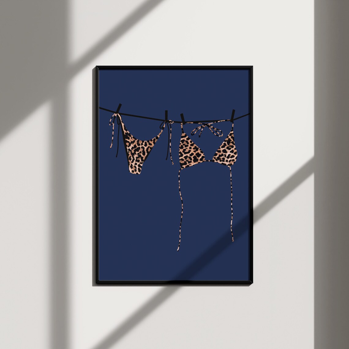 Navy Blue Wall Art Bikini Print Leopard Poster, Funky Wall Art ...