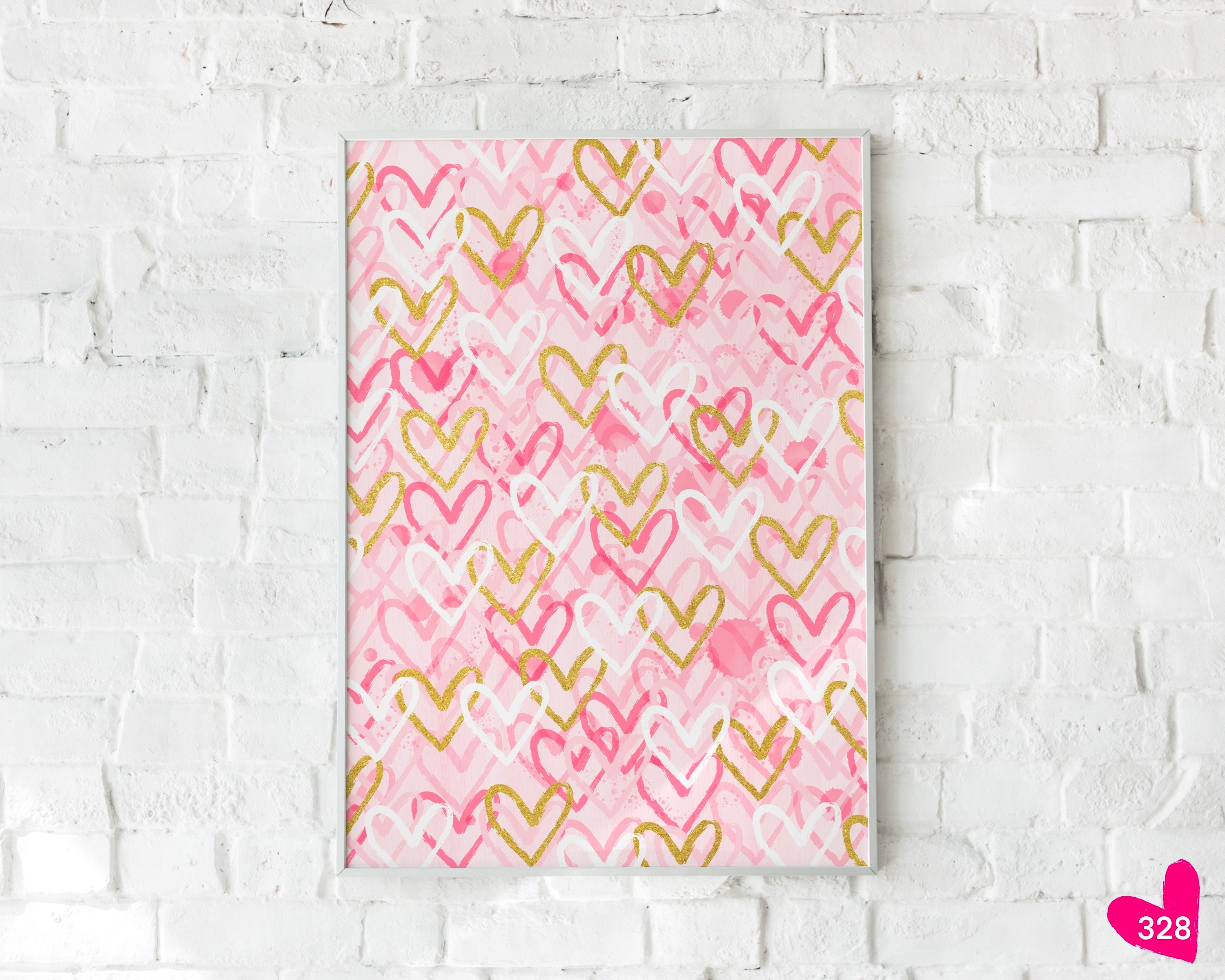 Pink Hearts Preppy Wall Art Printable Preppy Room Decor for - Etsy