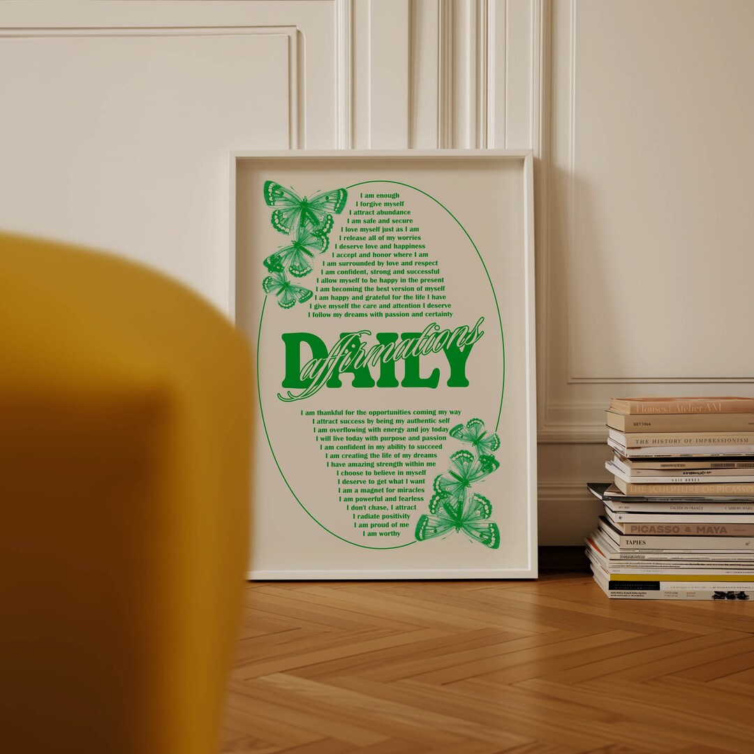 Daily Affirmation Spiritual Wall Art College Dorm Decor, Trendy Retro ...