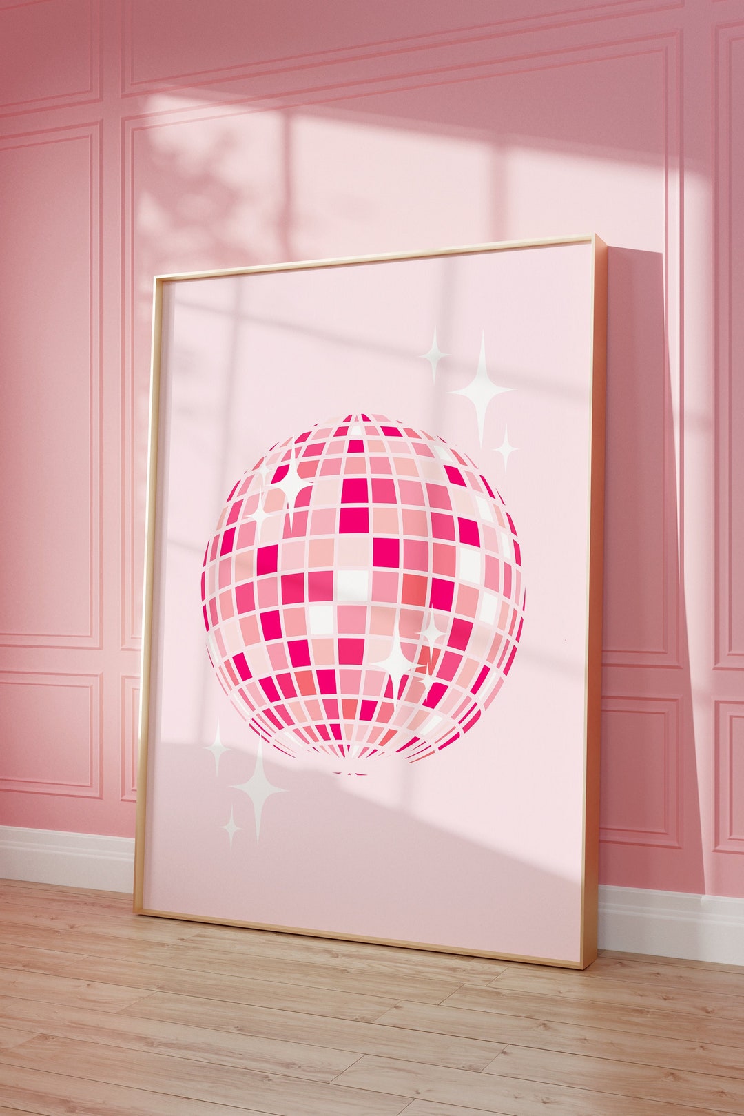 Disco Ball Decor Groovy Poster, Preppy Room Decor Bar Cart Art, Disco ...