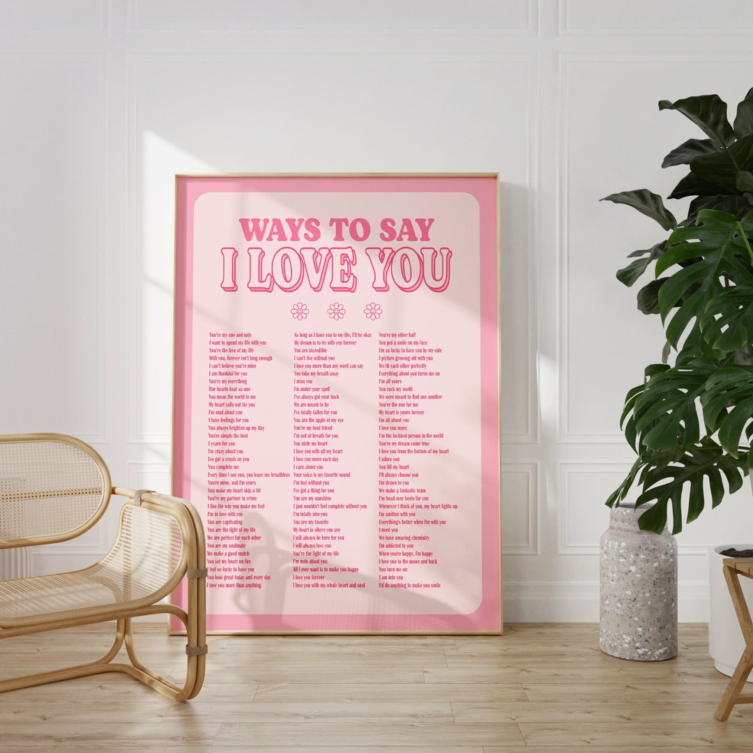 Ways to Say I Love You Girly Wall Art Y2k Room Decor, Retro Wall Art ...