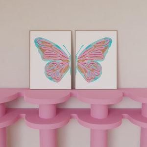 Girly Split Butterfly Wall Art Set Room Decor for Teens, Pastel Wall ...