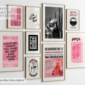 Cowgirl Western Art Trendy Gallery Wall Art Set of 6 Bachelorette Decor ...