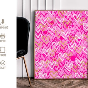 Pink Heart Preppy Wall Art Printable Preppy Room Decor for - Etsy