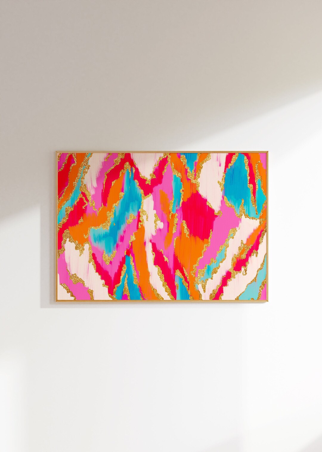 Pink Blue Abstract Painting Preppy Room Decor Vibrant Wall - Etsy
