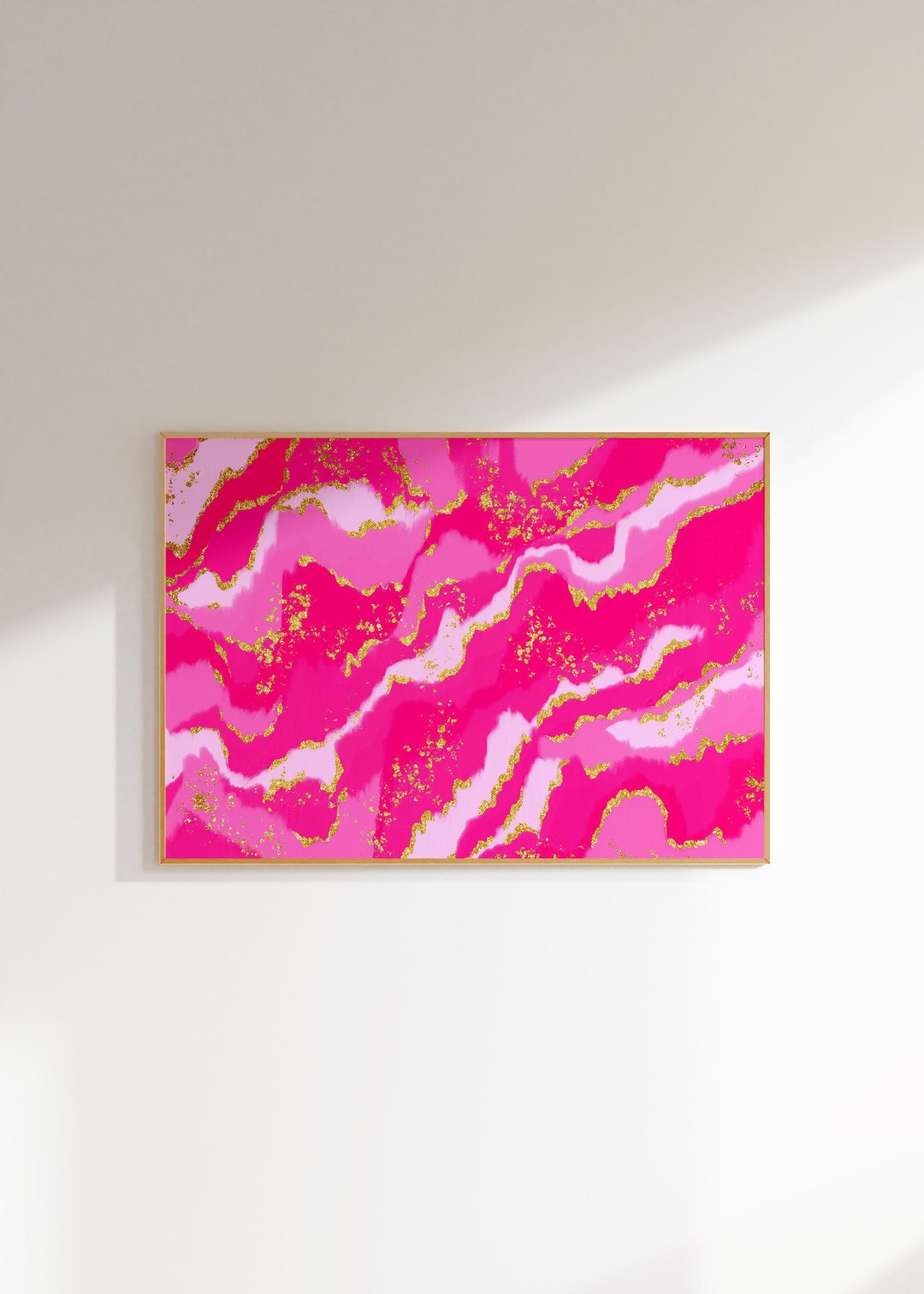 Hot Pink Decor Abstract Painting Preppy Room Decor, Nursery Wall Art ...