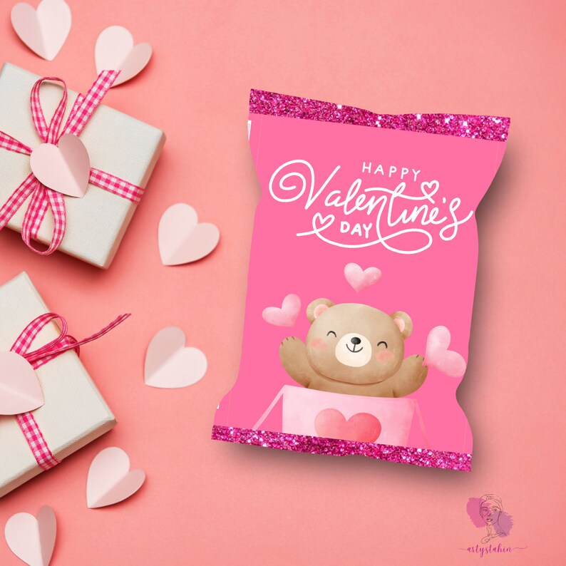 Canva Editable Valentine's Day Chip Bag Designs Template Valentines ...