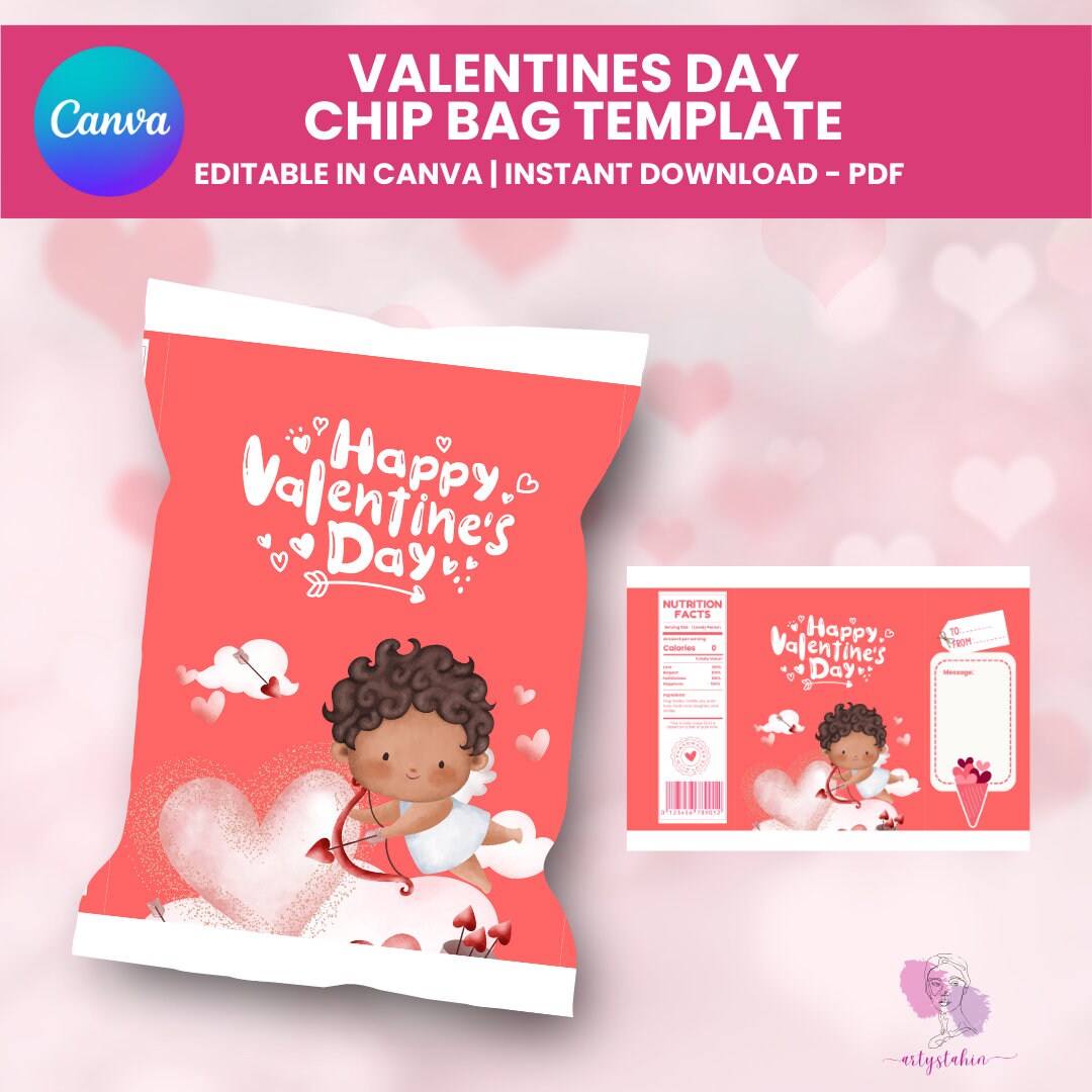 Editable in Canva Valentine's Day Chip Bag Designs Template Valentines ...