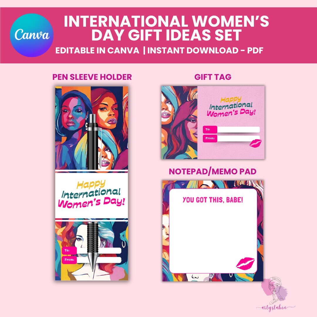International Women's Day History Month Gift Ideas Canva PDF Gift Set ...