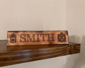 Custom Military Desk Nameplate 15 Inch Solid Walnut Wood | Etsy