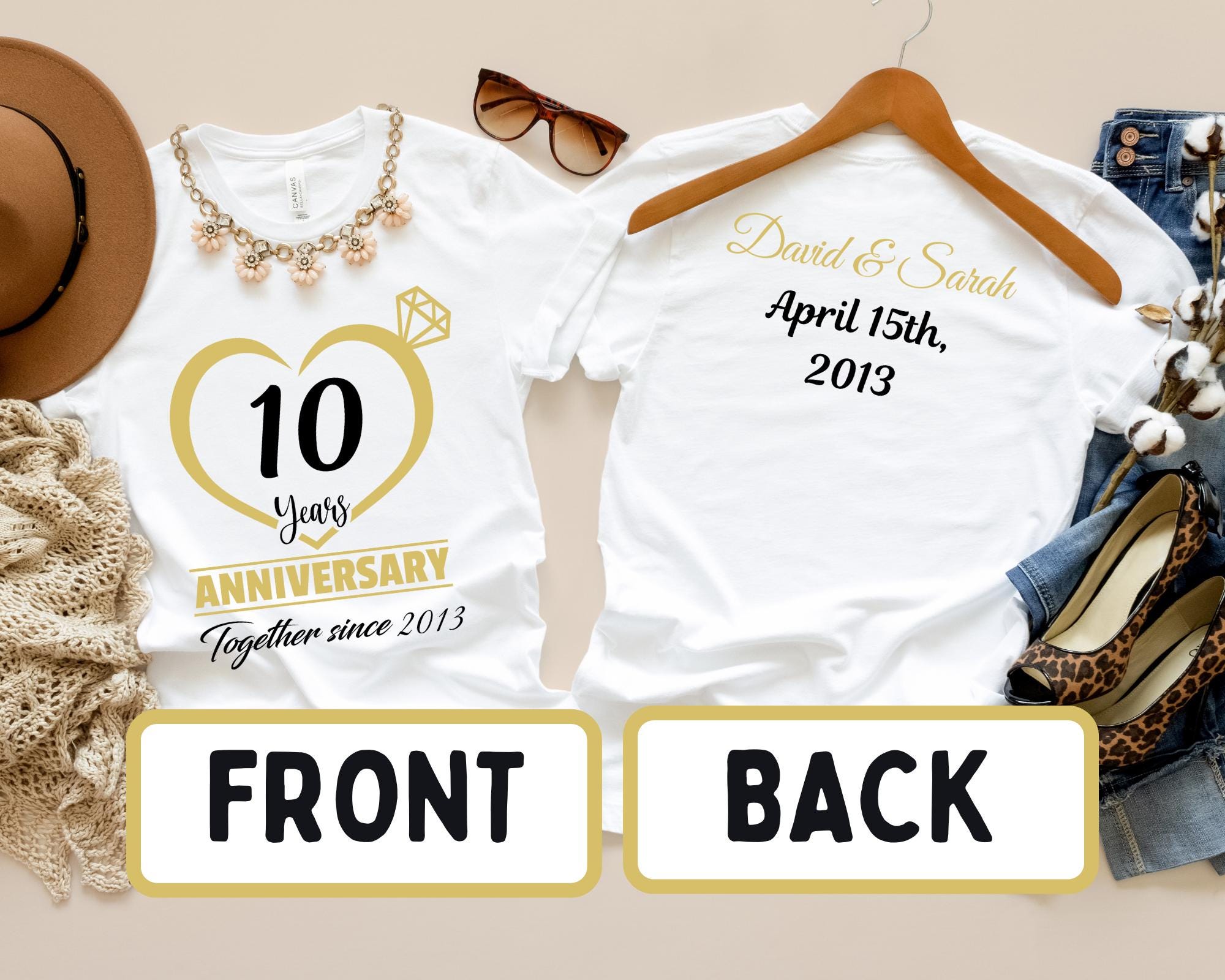 Custom Anniversary Date Shirt: Personalized Couple Matching Outfit - Etsy