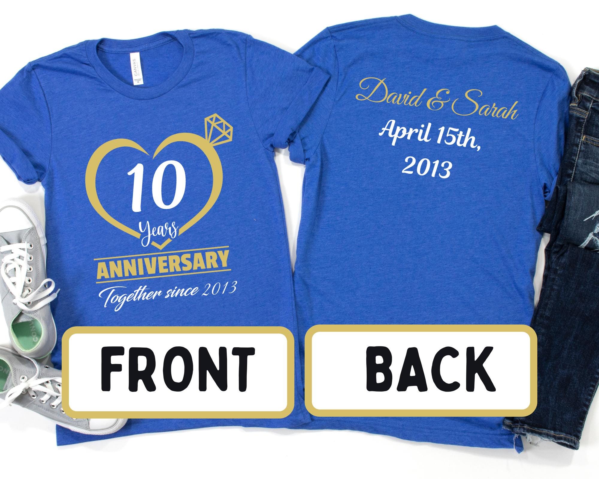 Custom Anniversary Date Shirt: Personalized Couple Matching Outfit - Etsy