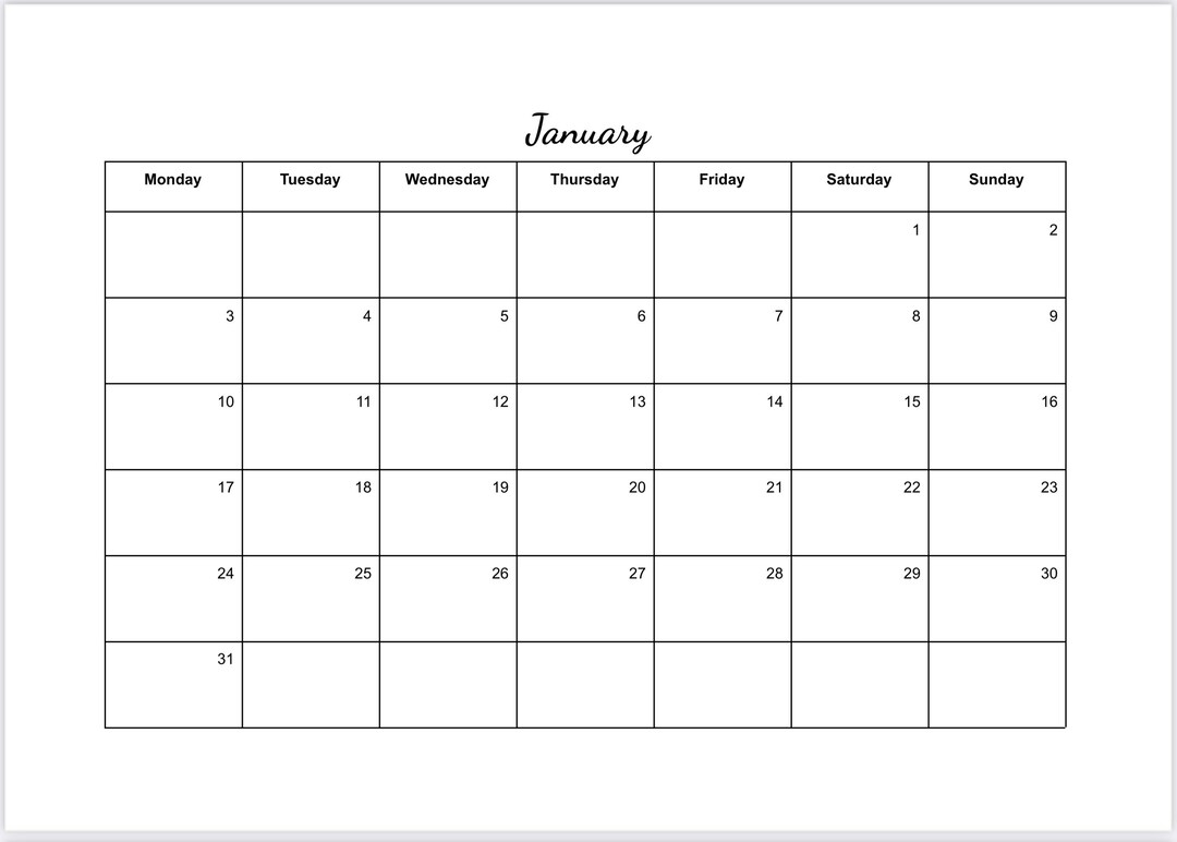 Full Calender English January to December 2022 - Etsy