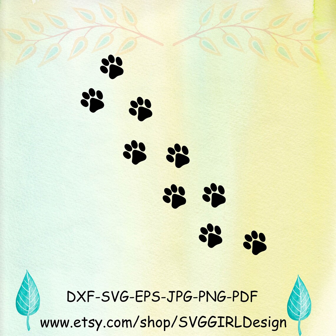 Dog Paw Print Track SVG Dog Paw Print Trail SVG Digital - Etsy
