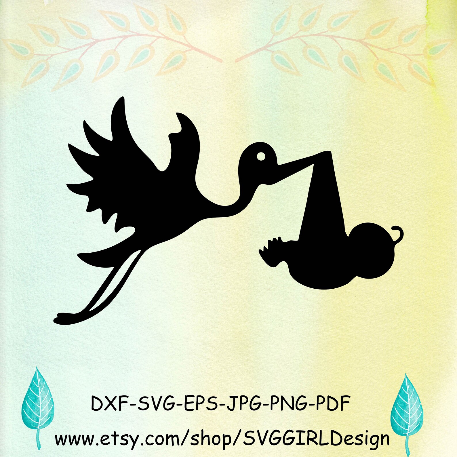 Stork Svg New Baby Svg Files for Cricut Silhouette Stork - Etsy