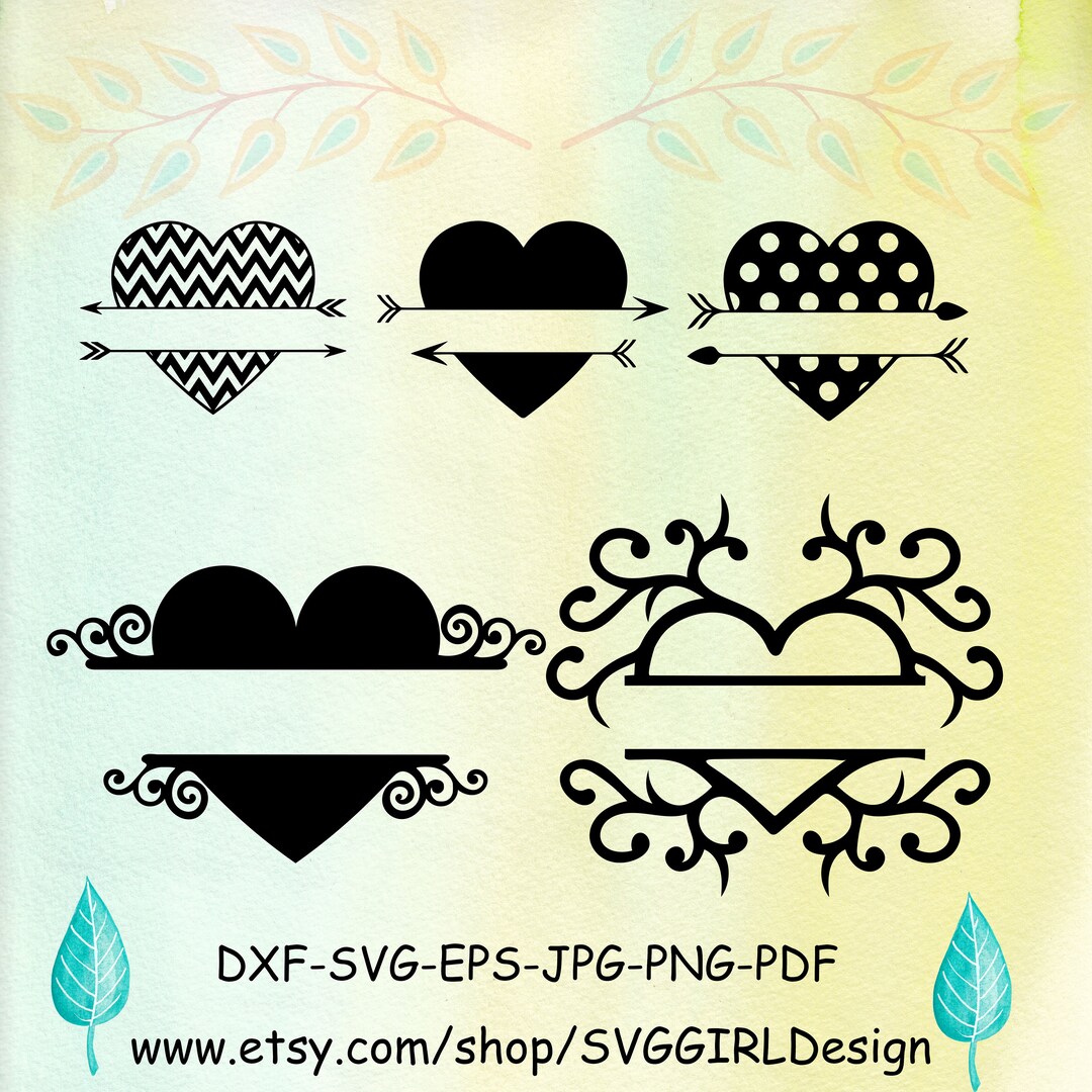 Heart SVG, Monogram Frames SVG, Digital Download, Cricut, Silhouette ...