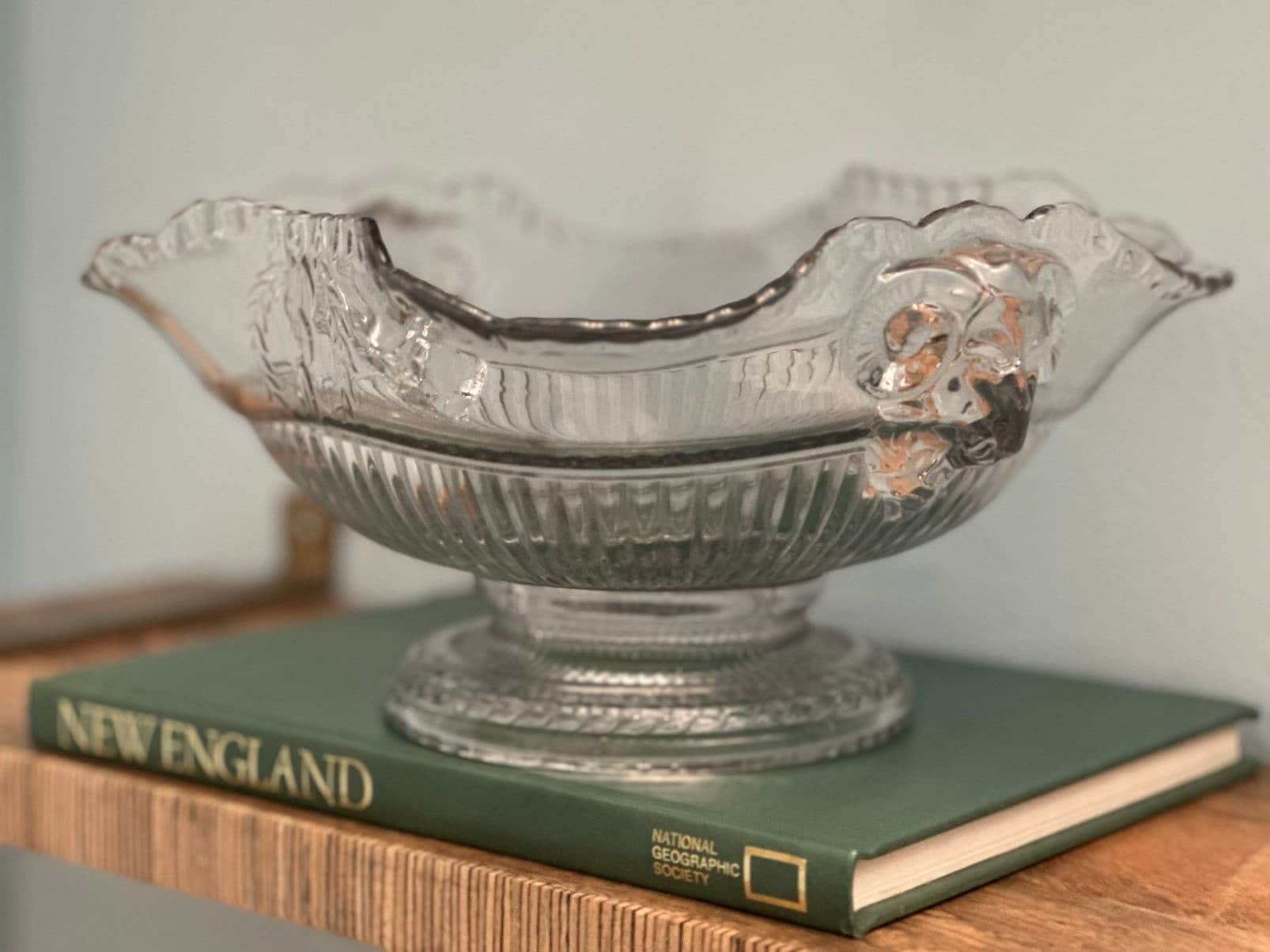 Rare Vintage Cambridge Clear Glass Rams Head 11 Pedestal Bowl - Etsy