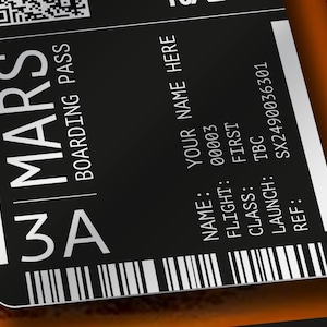 NASA / Spacex MARS Starship Boarding Card - Top Quality Personalised ...