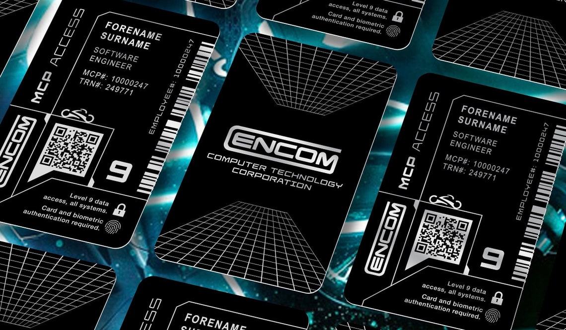 TRON ENCOM ID Personalized Metal Card: Anodized Aluminum Access Pass - Etsy