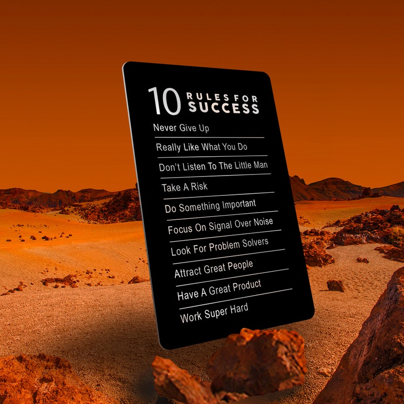 Custom Engraved Elon Musk Wallet Card: 10 Rules for Success - Etsy