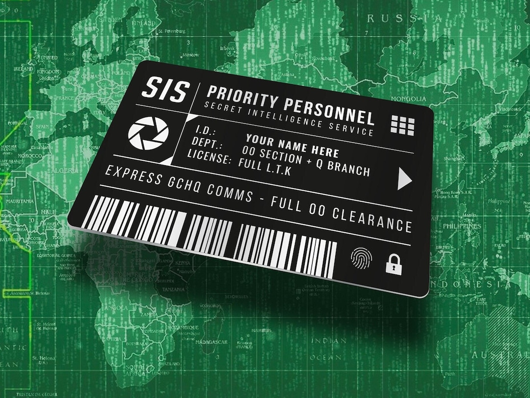 MI6 007 ID Metal Card: Personalized Aluminium Prop Laser Engraved - Etsy