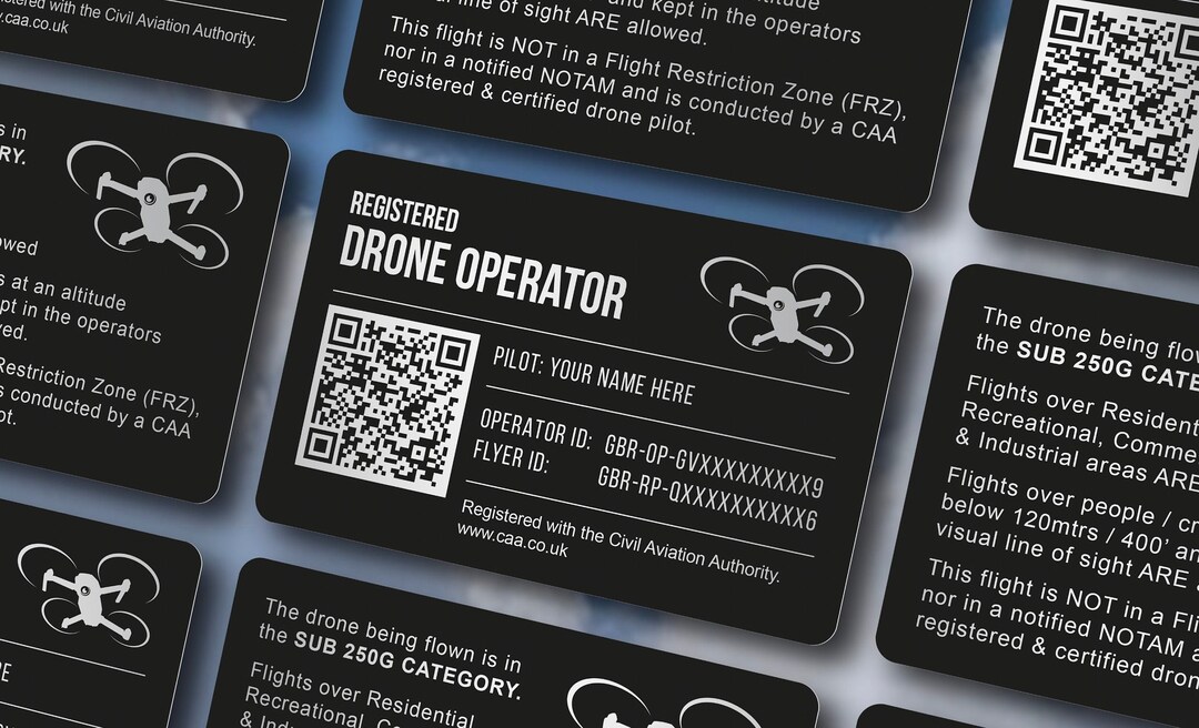 Sub 250g Drone Operator Custom ID Card With Regulations & QR Code ...
