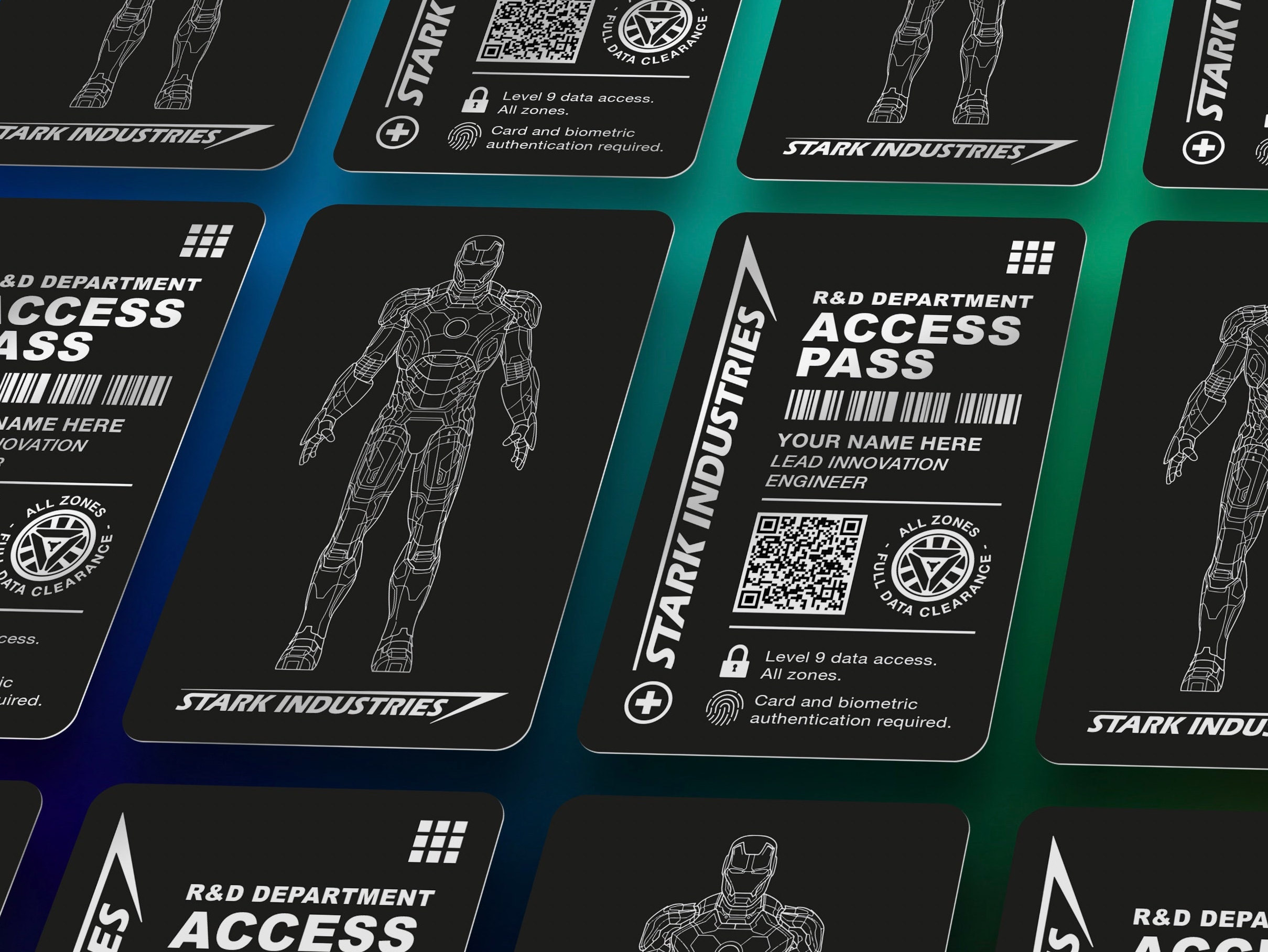 IRON MAN Stark Industries PERSONALISED Access Card. A Top | Etsy UK