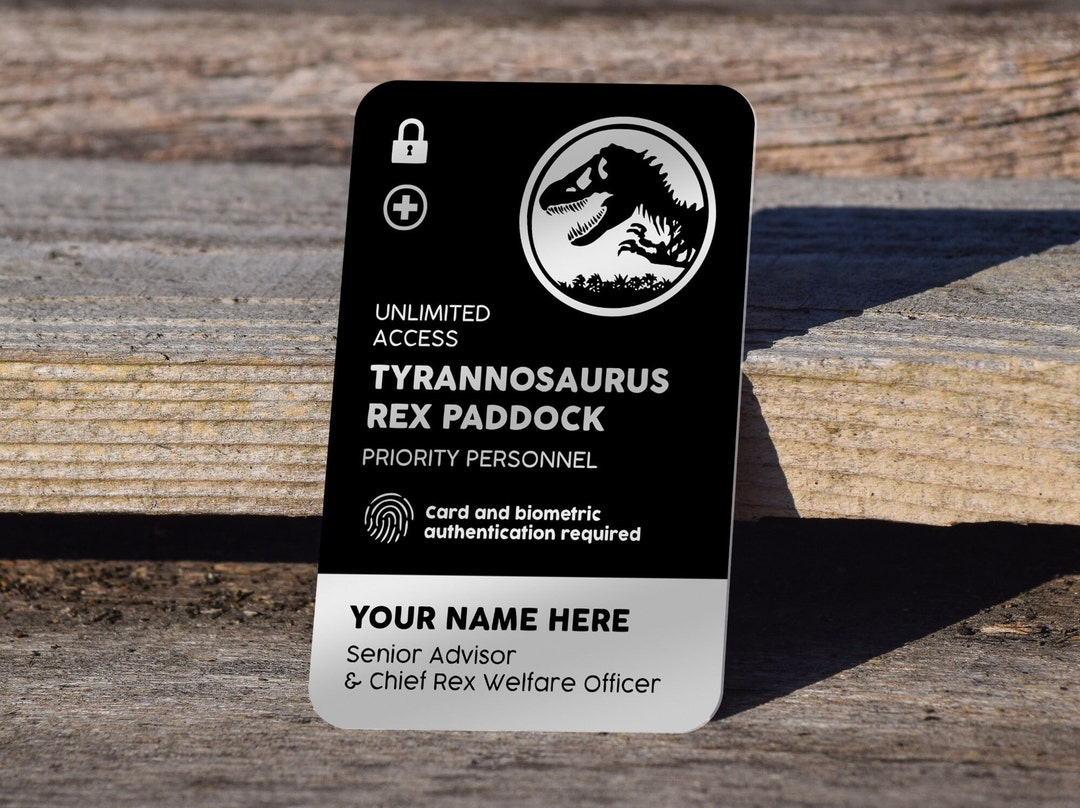 Personalized Jurassic Park Metal ID Pass: T-rex Paddock Cosplay Prop - Etsy