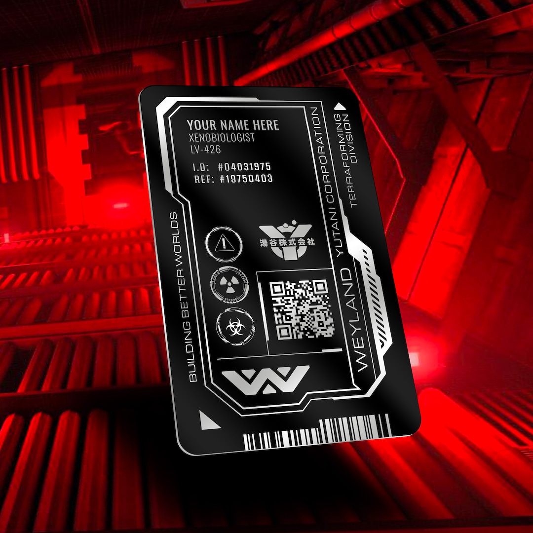 Personalised Weyland Yutani Access ID Laser Engraved Aluminium Alien ...
