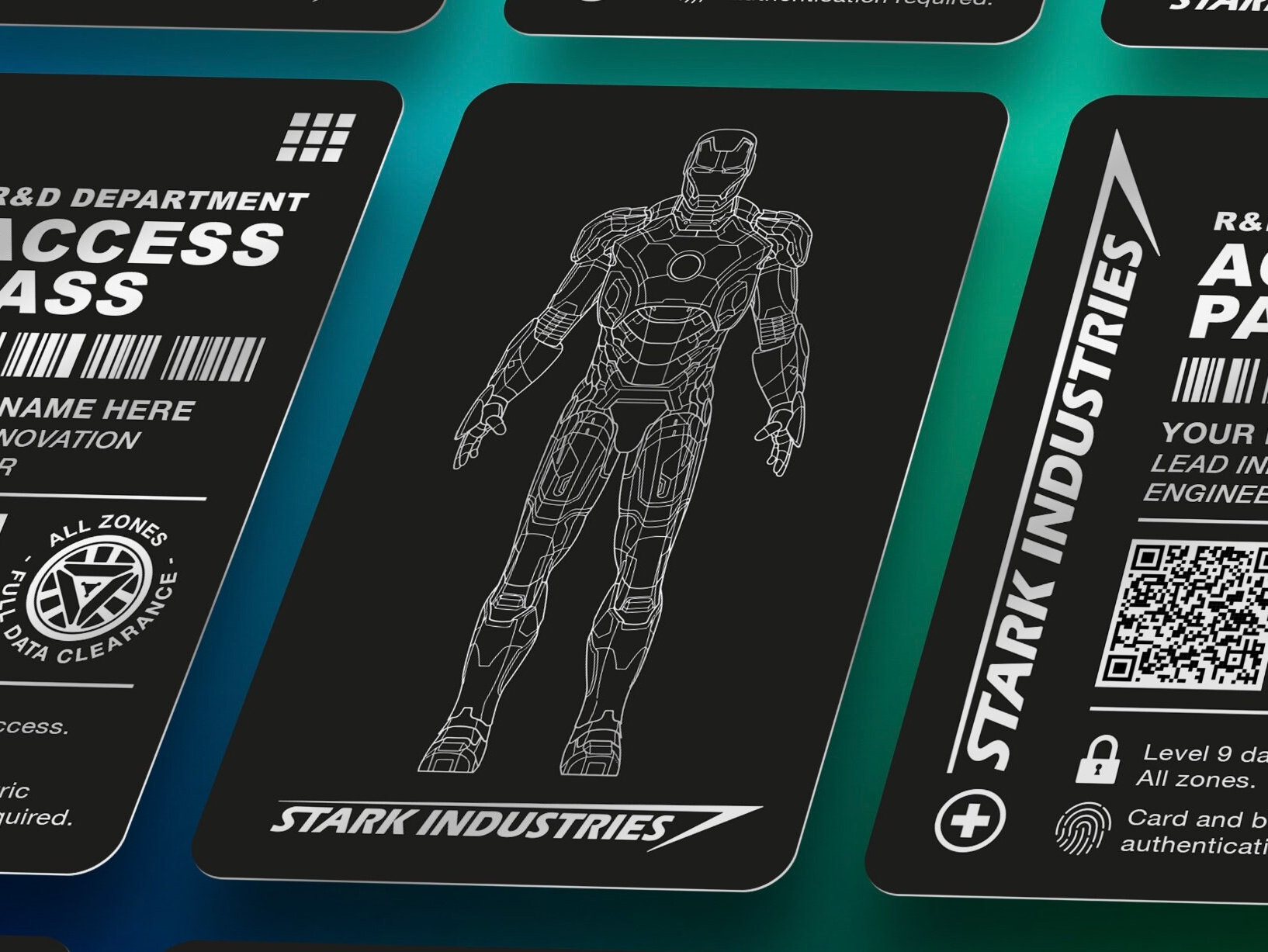 IRON MAN Stark Industries PERSONALISED Access Card. A Top | Etsy UK