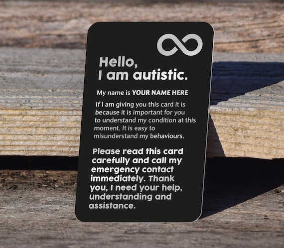 AUTISM Emergency Awareness Card PERSONALISED Laser Engraved - Etsy