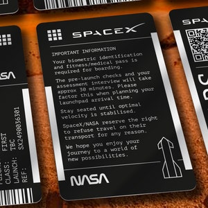NASA / Spacex MARS Starship Boarding Card - Top Quality Personalised ...