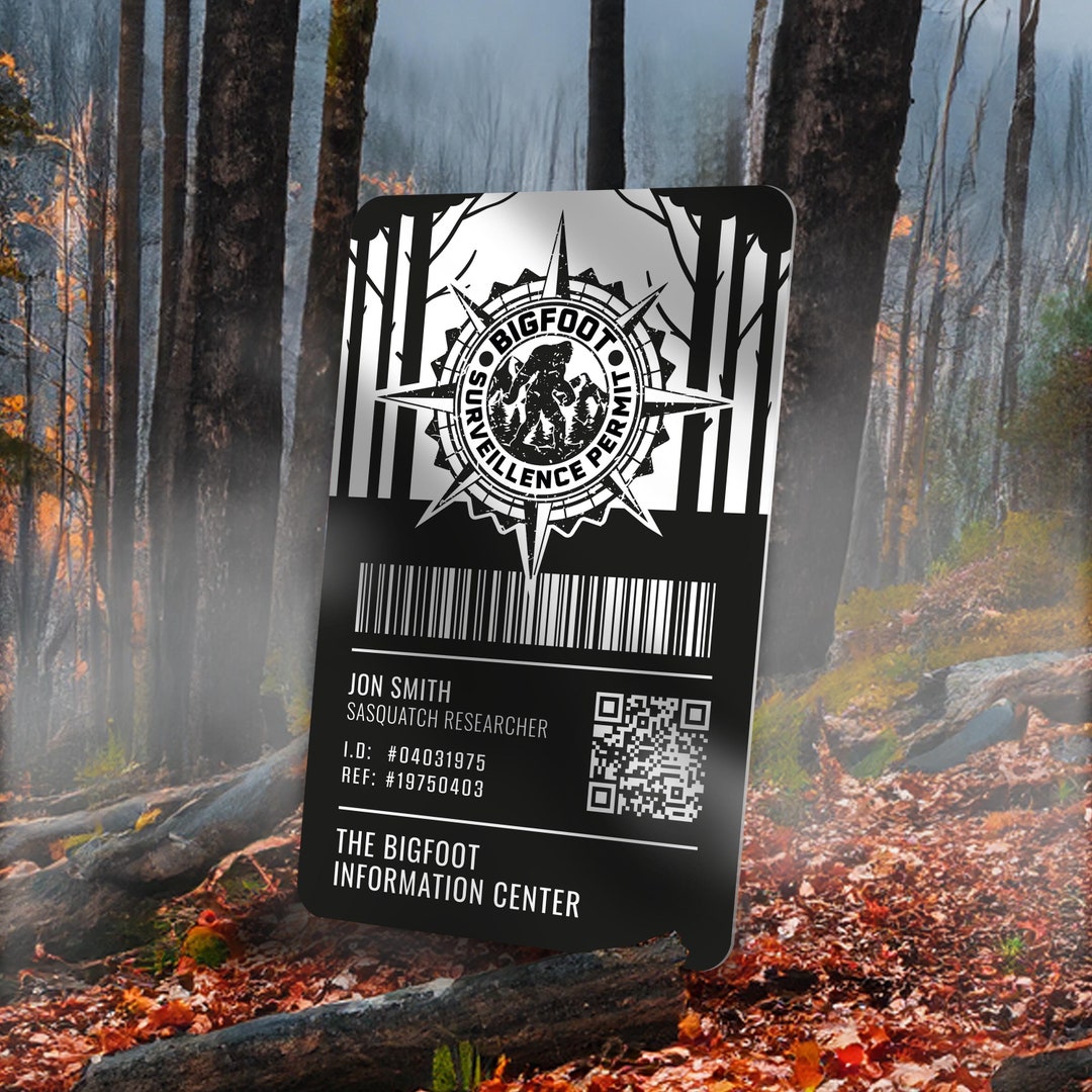 Bigfoot Metal ID Card, a Unique, Personalized, Top Quality, Sasquatch ...