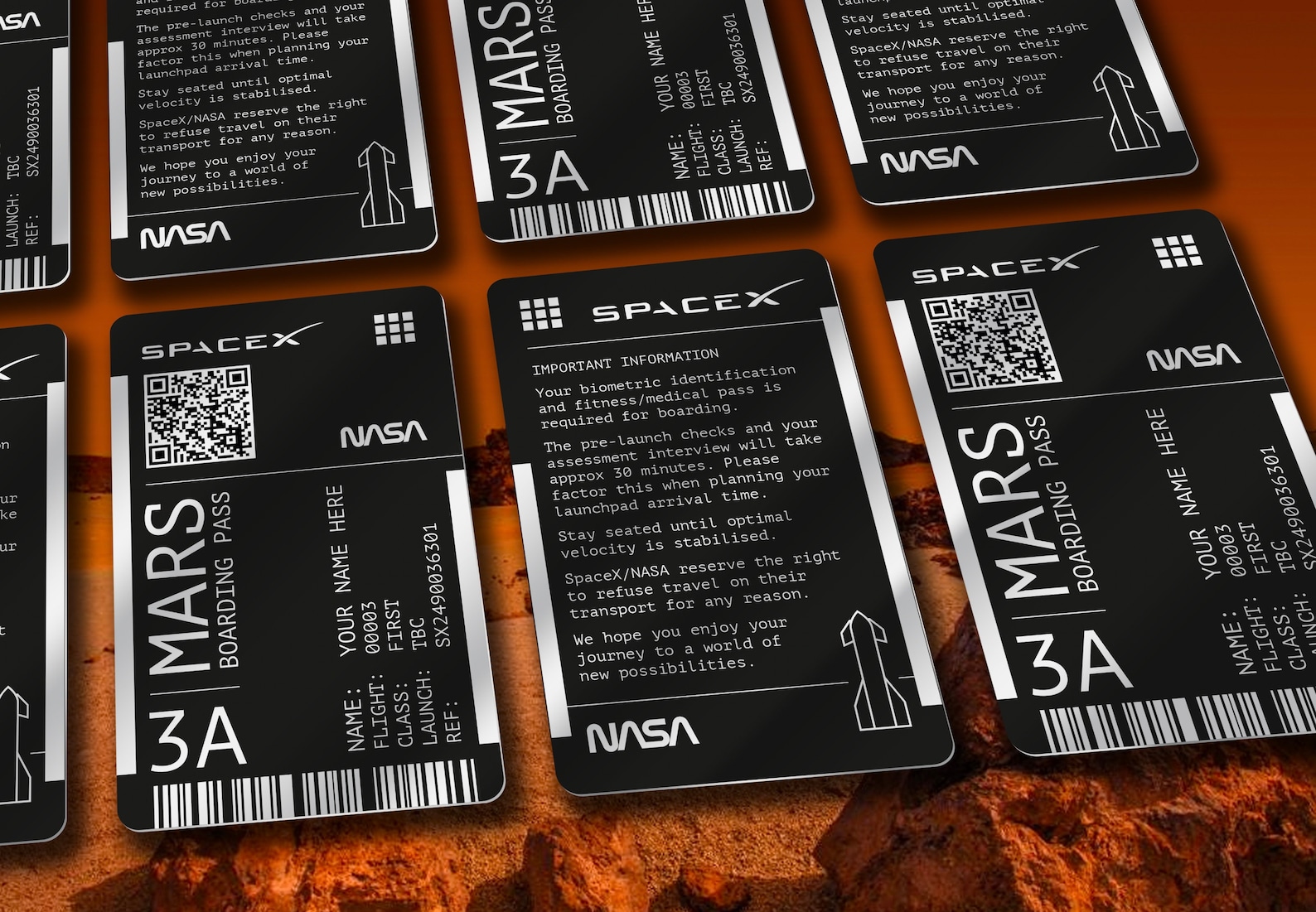 NASA / Spacex MARS Starship Boarding Card Top Quality - Etsy