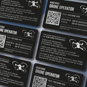 Sub 250g Drone Operator Custom ID Card With Regulations & QR Code ...