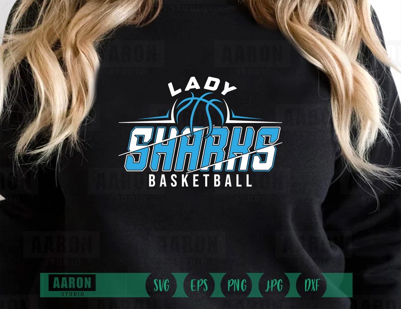 Lady Sharks Basketball Mascot SVG, PNG, DXF (digital Download) - Etsy