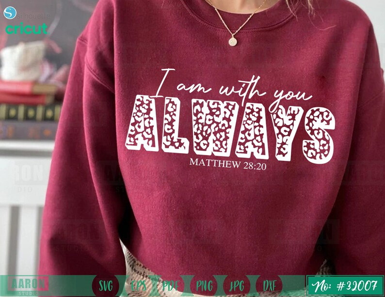 I Am With You Always Svg Matthew Svg Christian Svg Leopard | Etsy