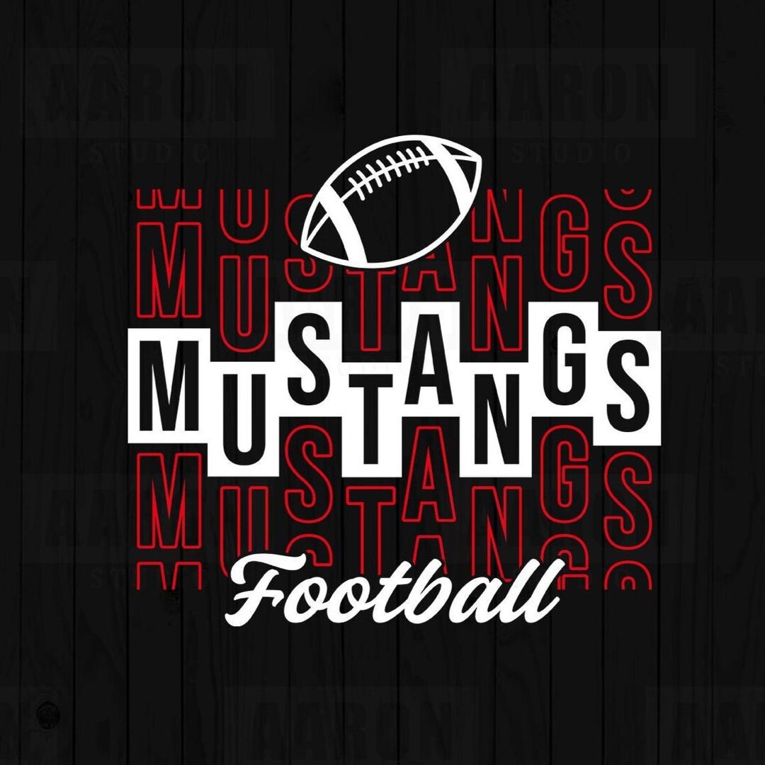 Mustangs Football Stacked Design SVG PNG DXF (digital Files) - Etsy