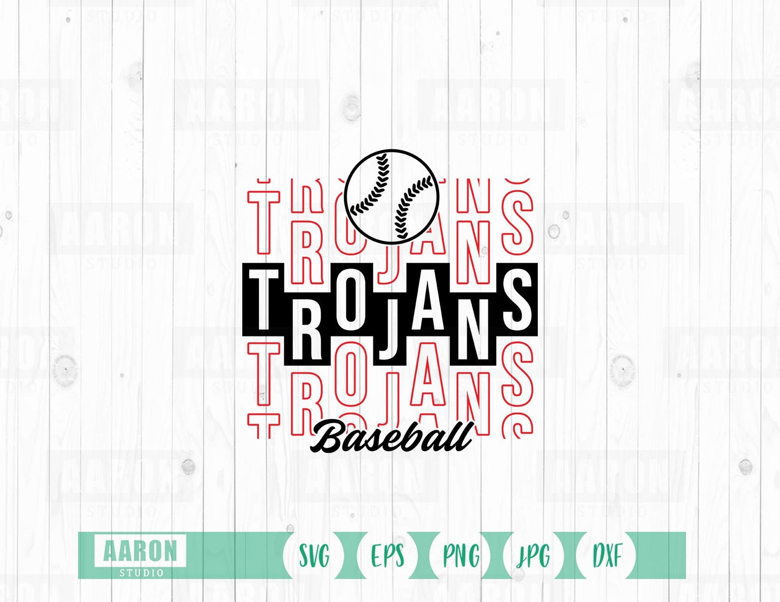 Trojans Baseball SVG PNG Stacked Typography T Shirt Design Digital ...