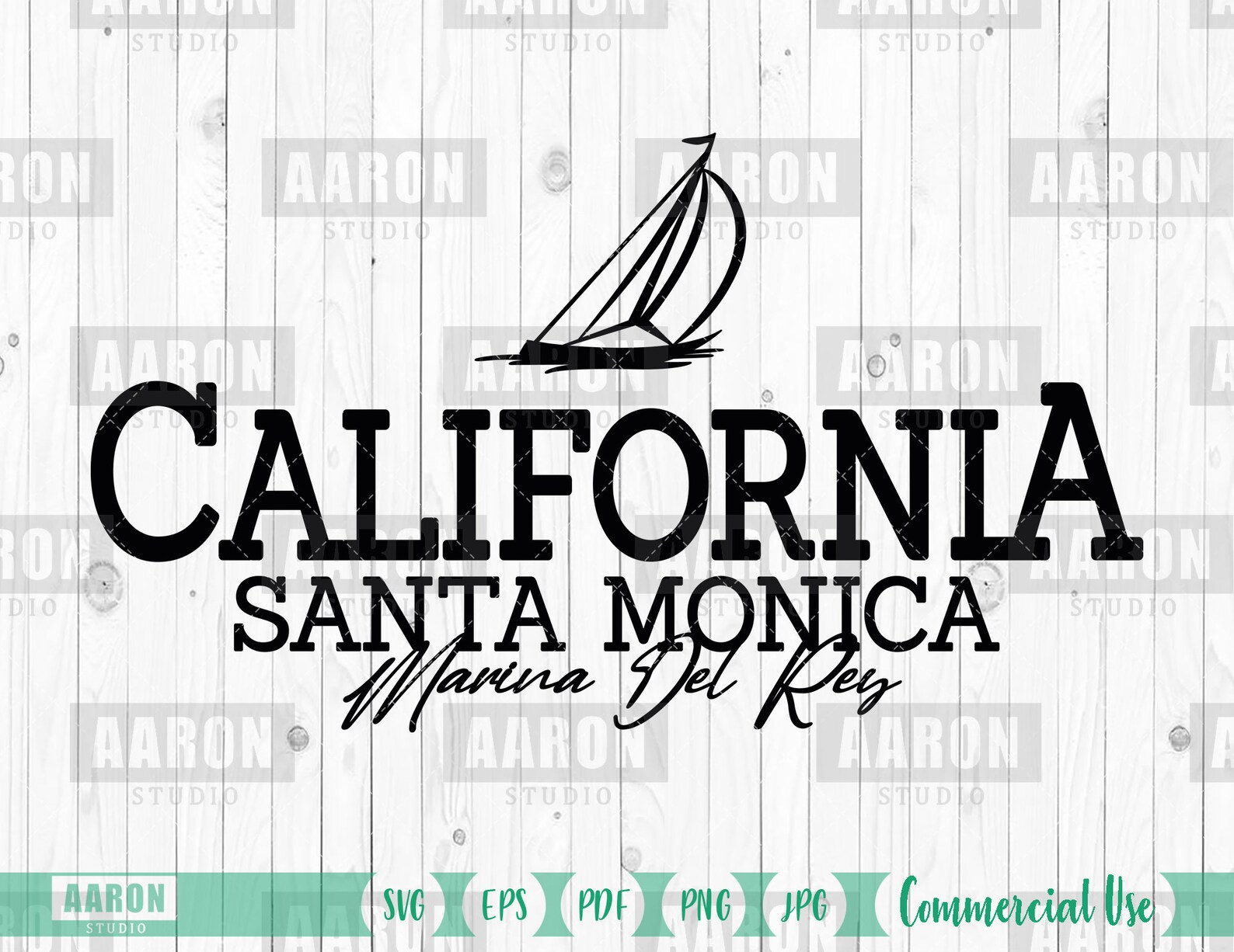 California Svg California Santa Monica Svg File Sailboat - Etsy
