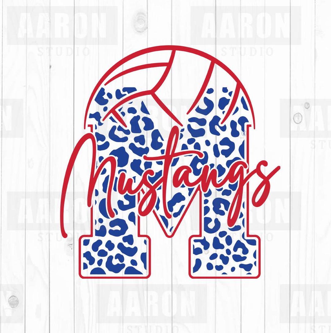 Mustangs Volleyball SVG PNG DXF, Mustangs Leopard Volleyball Svg ...