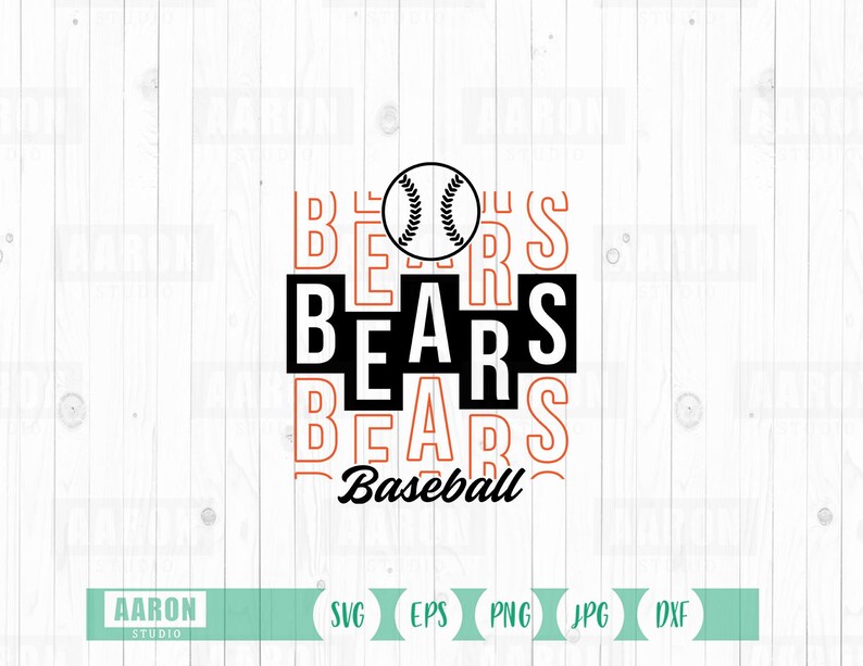 Bears Baseball SVG PNG Stacked Typography T Shirt Design Digital ...