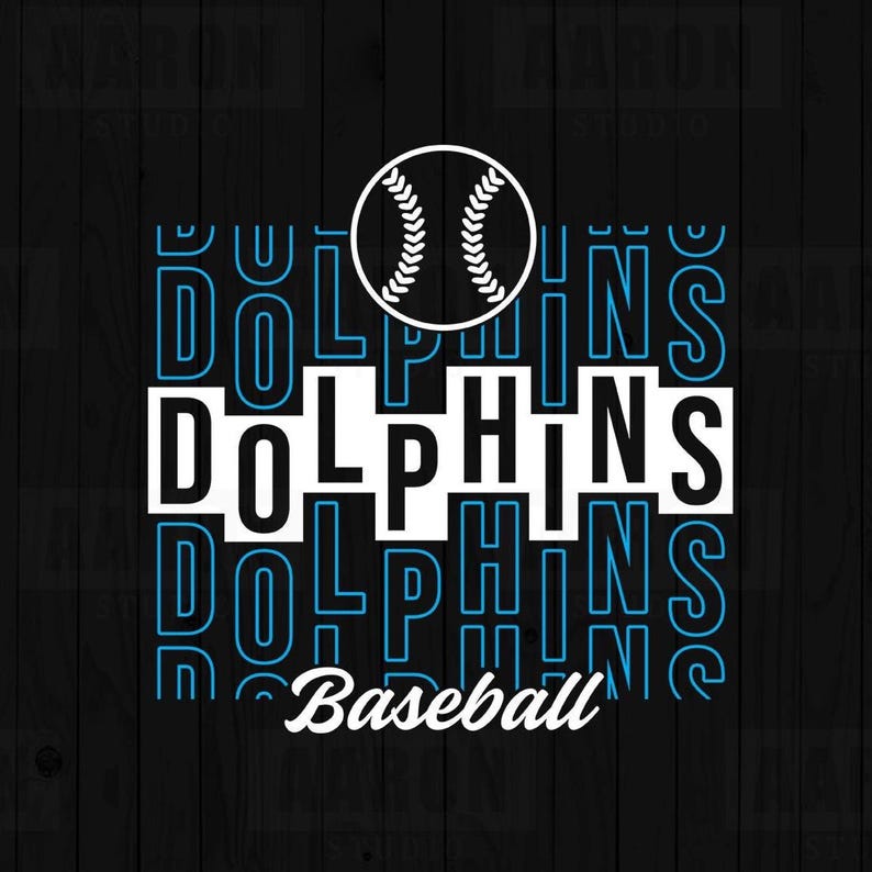 Dolphins Baseball SVG PNG Stacked Typography T Shirt Design Digital ...