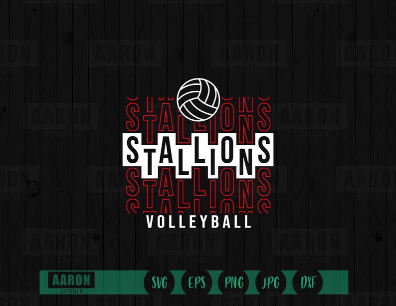 Stallions Stacked Volleyball SVG PNG DXF, Volleyball Svg, Stallions ...