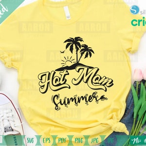 Hot Mom Summer Svg, Summer Svg, Hand Drawn Retro Svg, Beach Life Svg ...