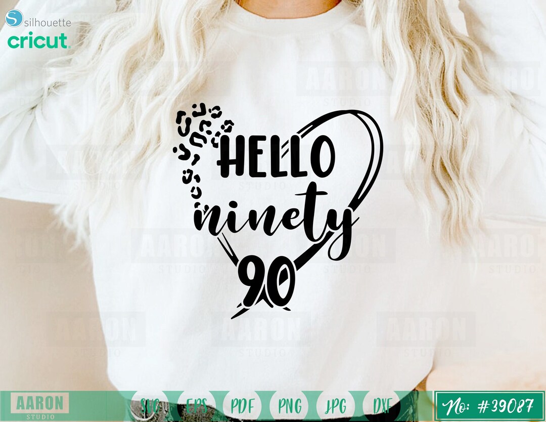 Hello Ninety Svg, Birthday Svg, Leopard Cheetah Print, Svg, Birthday ...
