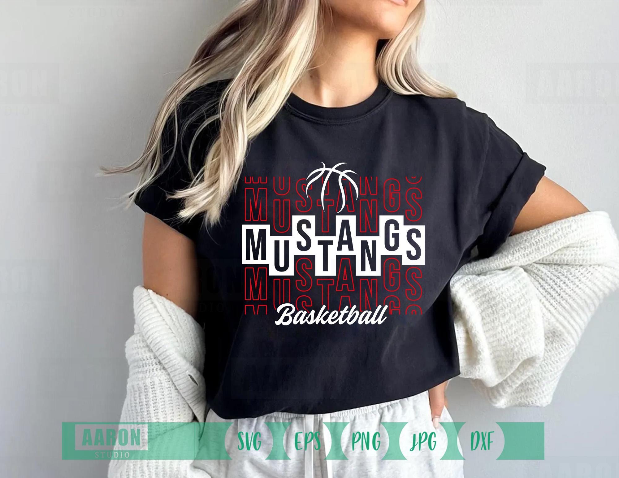 Mustangs Stacked Basketball SVG PNG DXF, Mustangs Basketball Svg ...