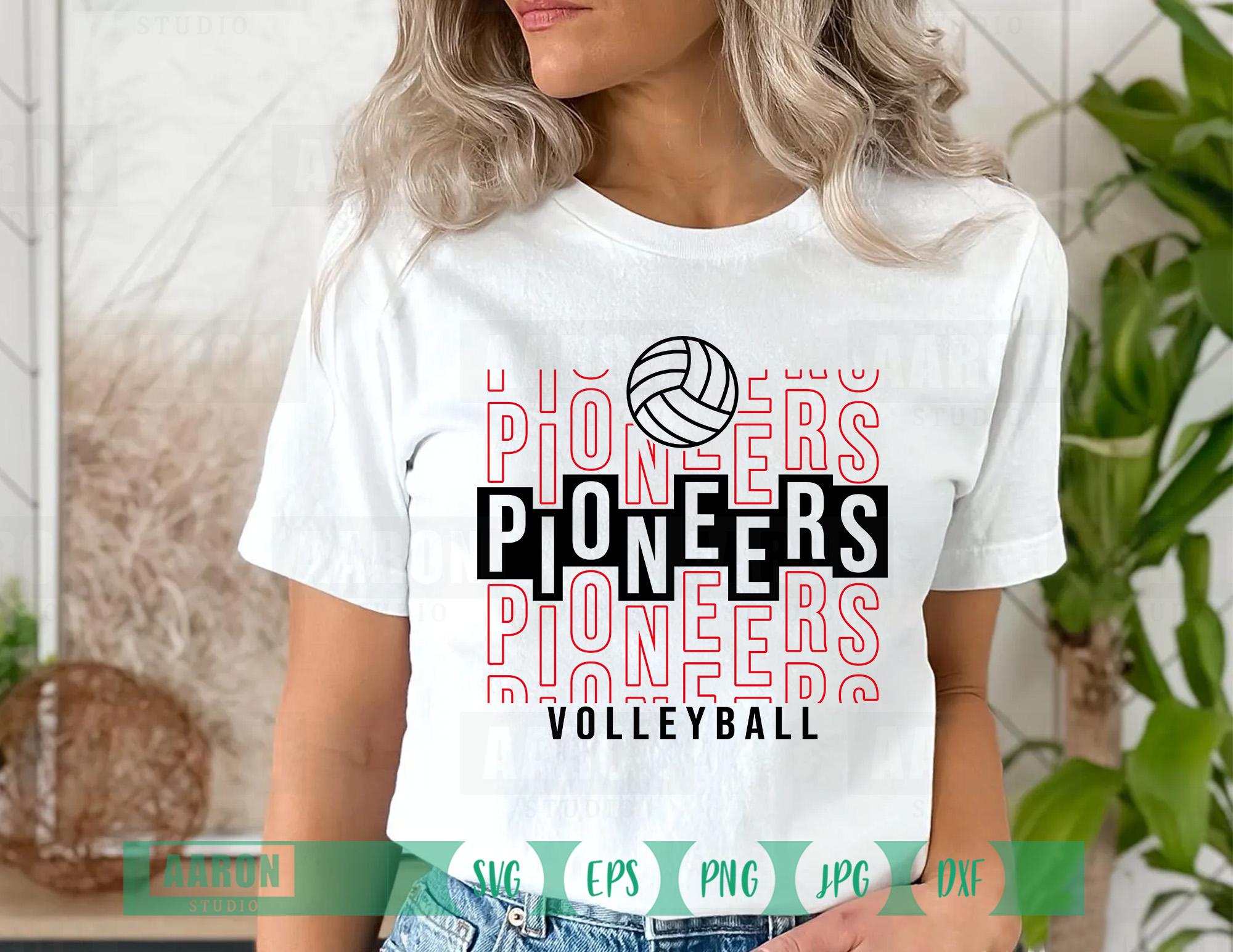 Pioneers Stacked Volleyball Design, Mascot SVG PNG DXF (digital Files ...
