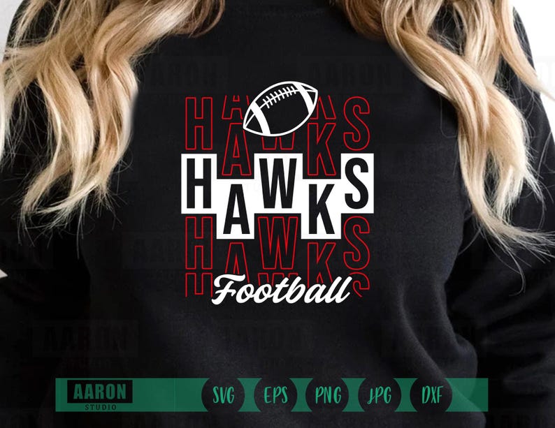 Hawks Football Stacked Design, SVG PNG DXF (digital Files) - Etsy